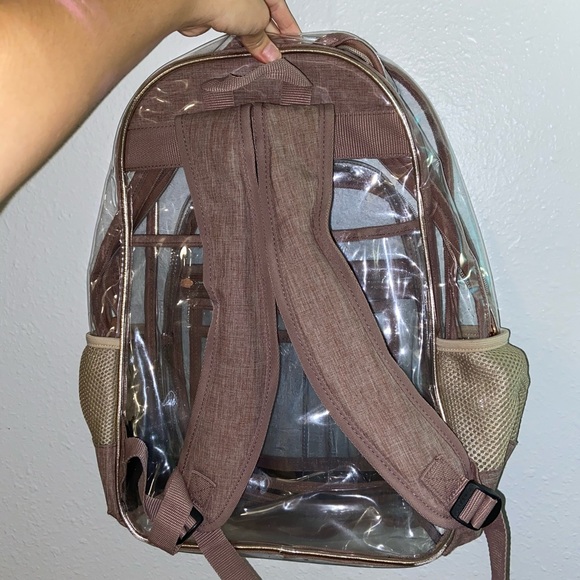 Bags | Rose Pink Clear Backpack | Poshmark